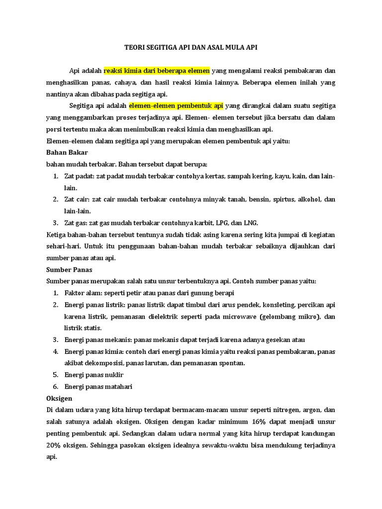 Teori Segitiga Api Dan Asal Mula Api | PDF