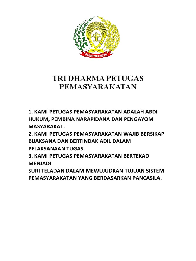 Tri Dharma Petugas Pemasyarakatan | PDF