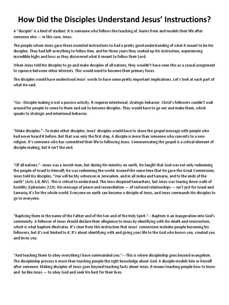 How Did The Disciples Understand Jesus Instructions | PDF | Disciple (Christianity) | Jesus