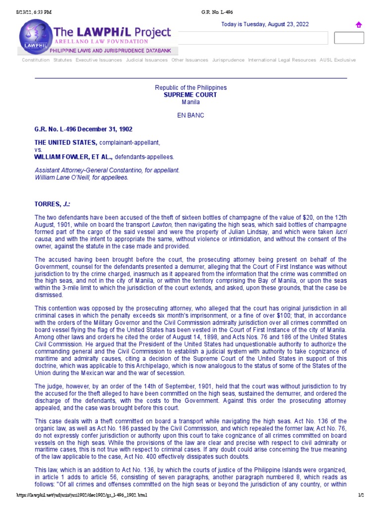 Jurisdiction in Maritime Theft Case | PDF | Jurisdiction | Admiralty Law