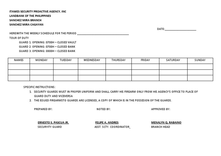 Itawes Scheudle | PDF