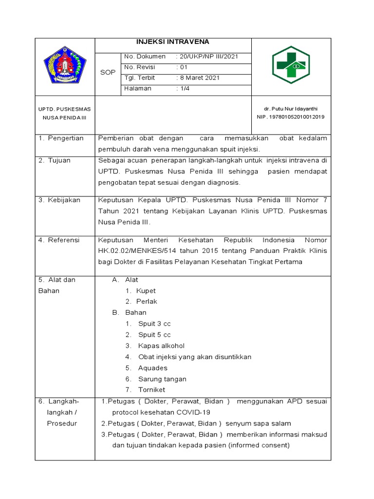Sop Injeksi Iv | PDF