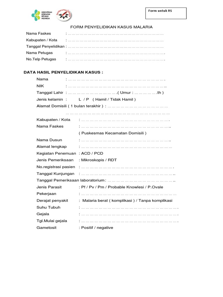 Form PE Malaria RS Format Sismal V3 | PDF