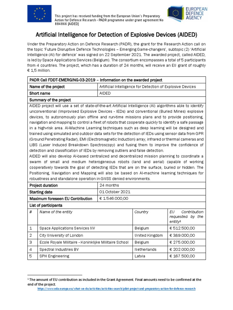 Artificial Intelligence For Detection of Explosive Devices (AIDED) | PDF | Artificial ...