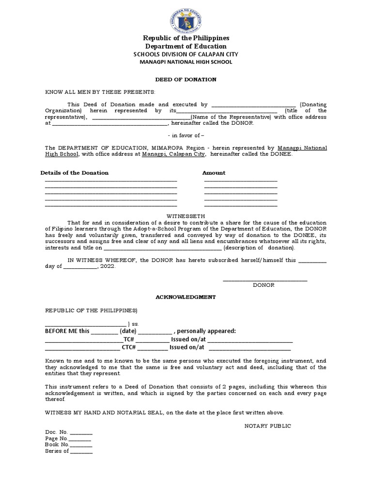 FORMS Deed of Donation Acceptance | PDF | Private Law | Legal Documents