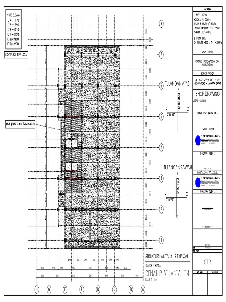 Plat Lantai 4 | PDF