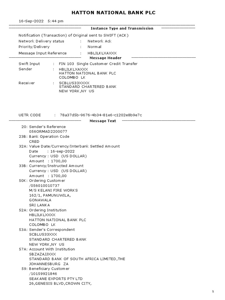 Hatton National Bank PLC: Instance Type and Transmission | PDF ...