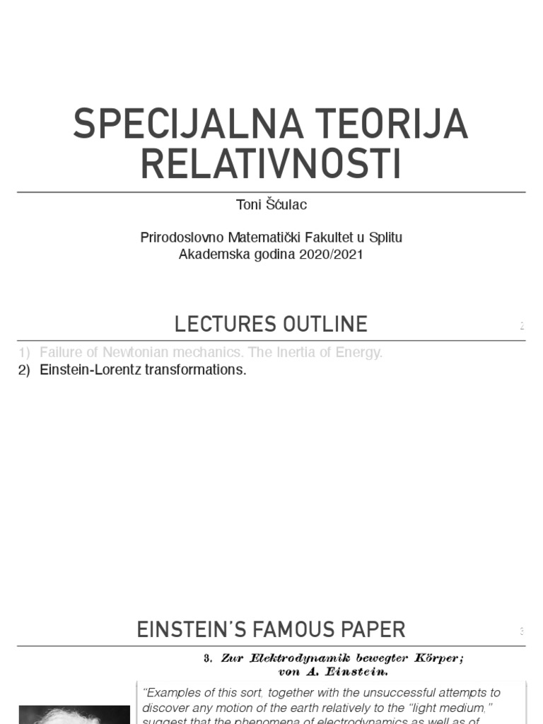 Derivation of Lorentz Transformation | PDF | Special Relativity | Time