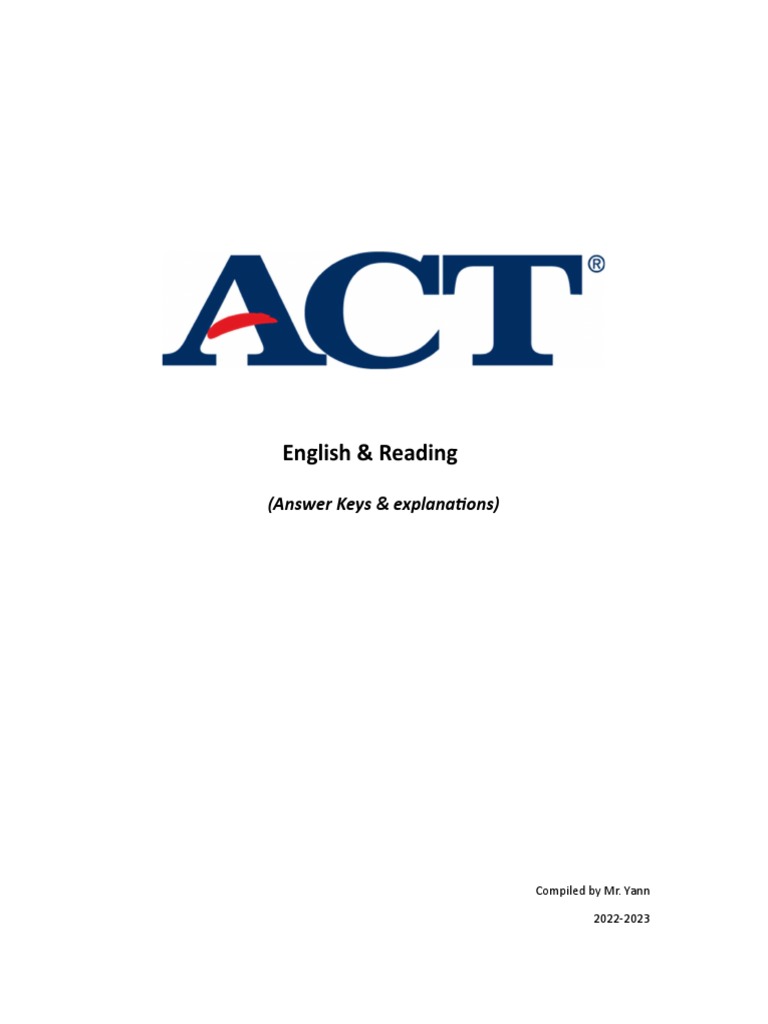 ACT English and Reading Answer Keys and Explanations | PDF | Verb | Comma
