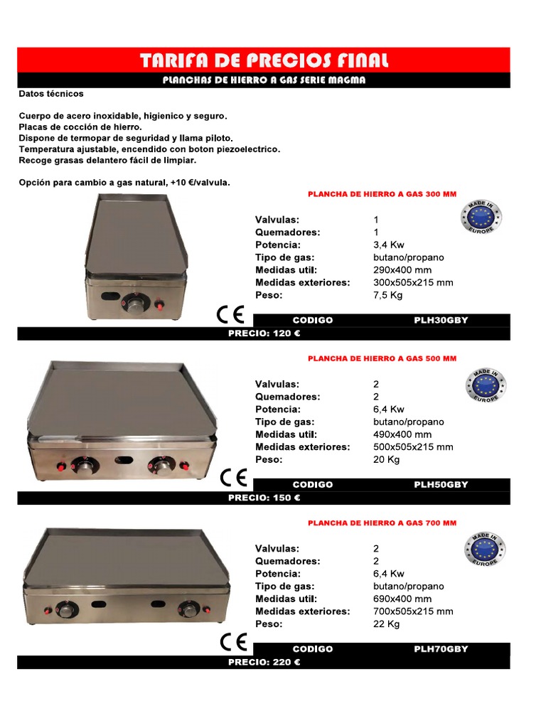 Planchas A Gas 1 | PDF