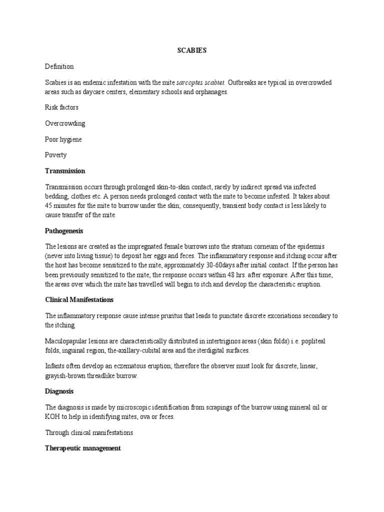 SCABIES Presentation | PDF | Epidemiology | Cutaneous Conditions