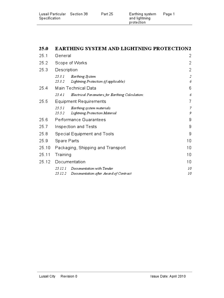 Part 25 Earthing system and lightning protection | PDF | Electrical ...