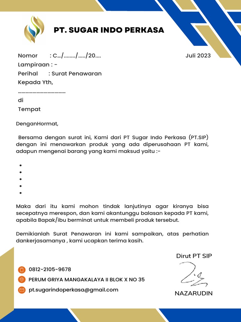 Surat Penawaran PT Sip | PDF