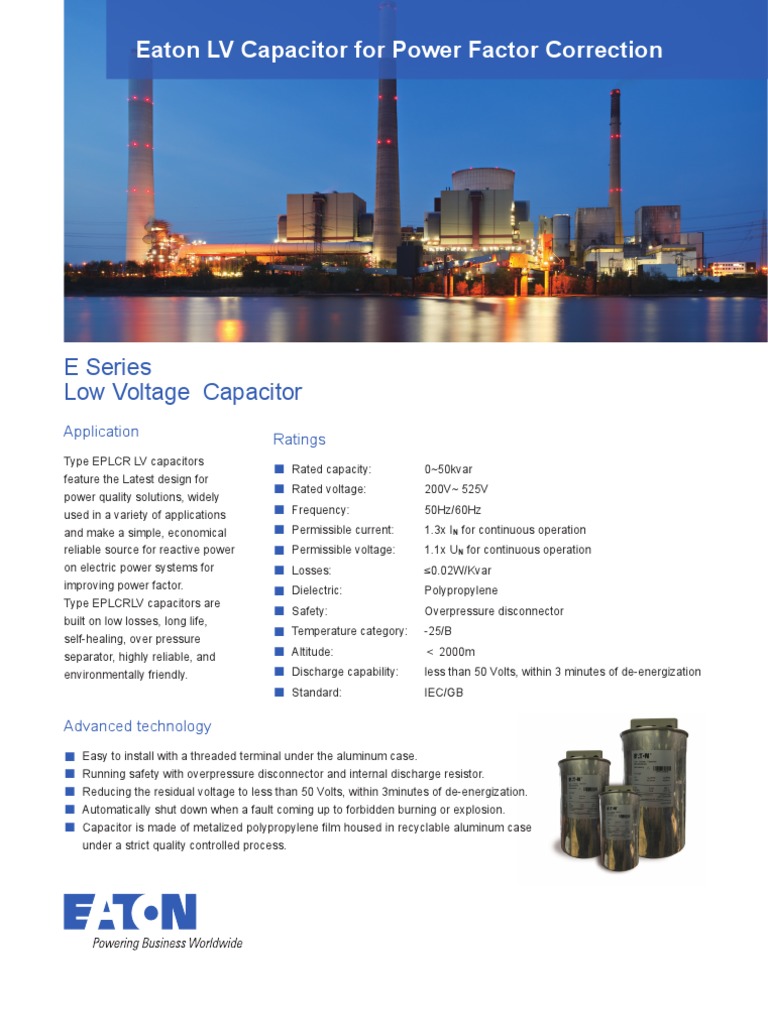 Eaton Low Voltage Capacitor-EPLCR | PDF | Capacitor | Electrical Components