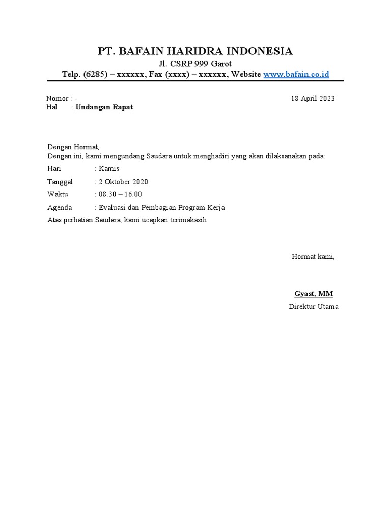 Undangan Rapat | PDF