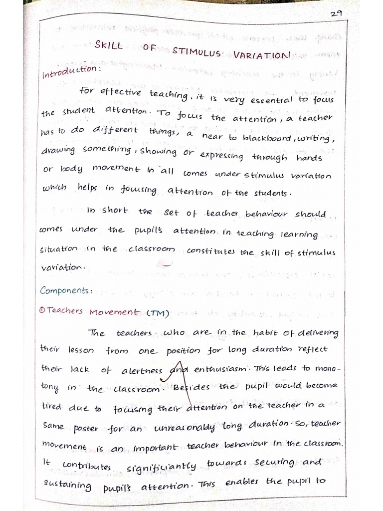 Skill of Stimulus Variation | PDF