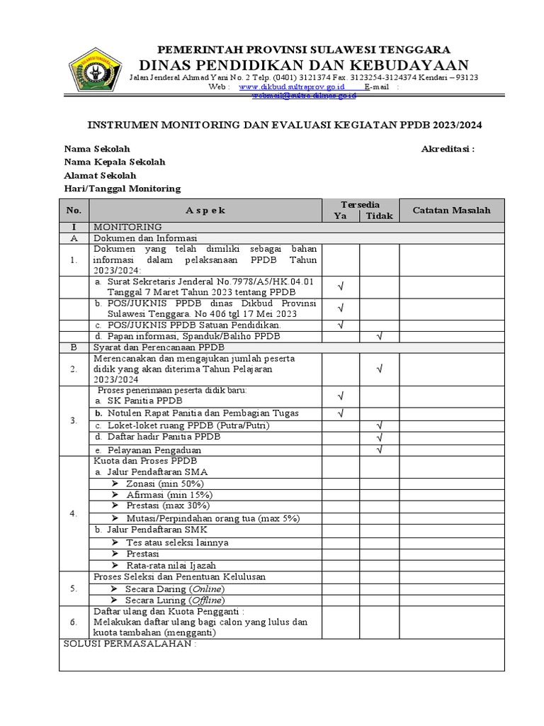 Smas Monev PPDB 2023 - 2024 | PDF