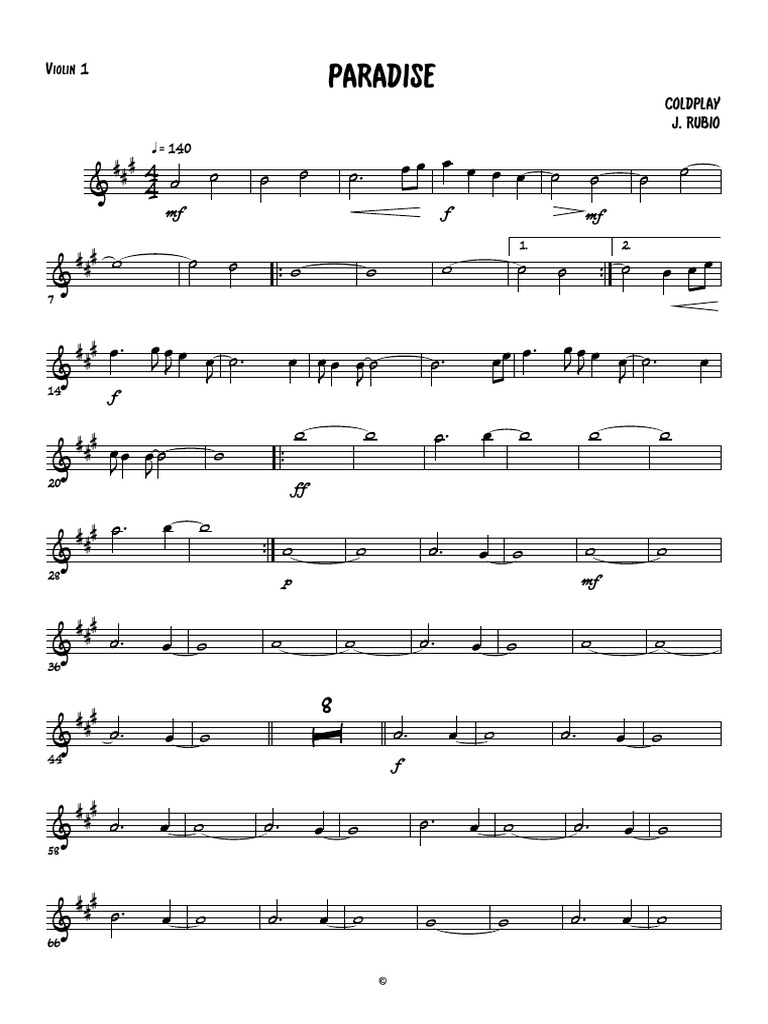 Paradise Violín I | PDF