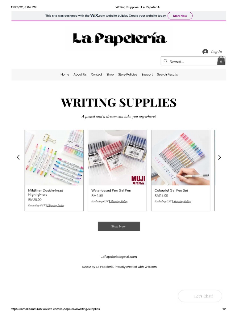 Writing Supplies | PDF
