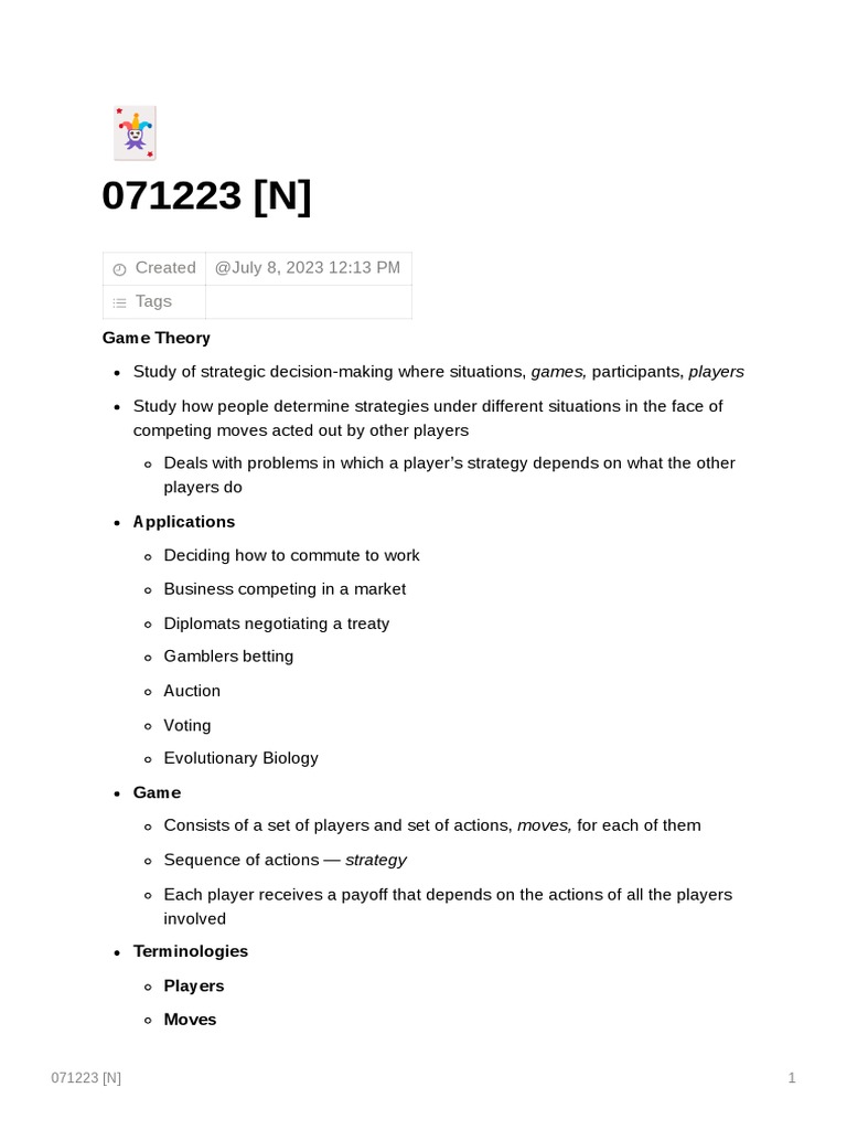 (GEMATMW) Game Theory | PDF | Game Theory | Microeconomics (GEMATMW) Game Theory | PDF | Game Theory | Microeconomics