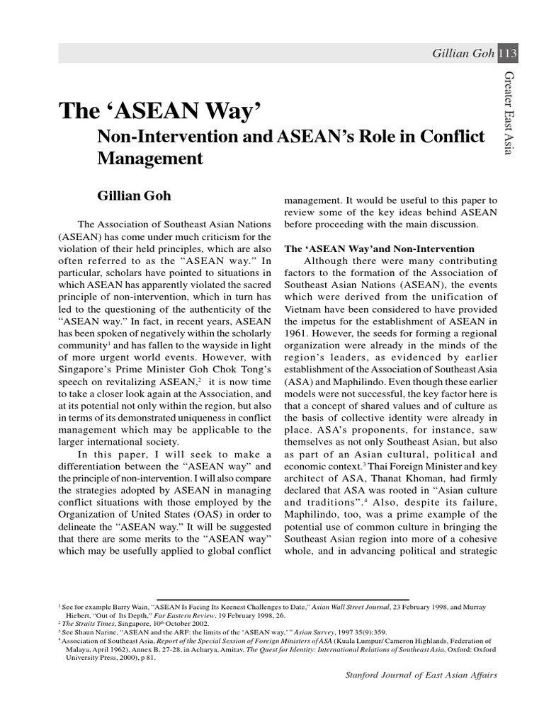 Reading 3f - Goh (2003) - The ASEAN Way' Non-Intervention and ASEAN's ...