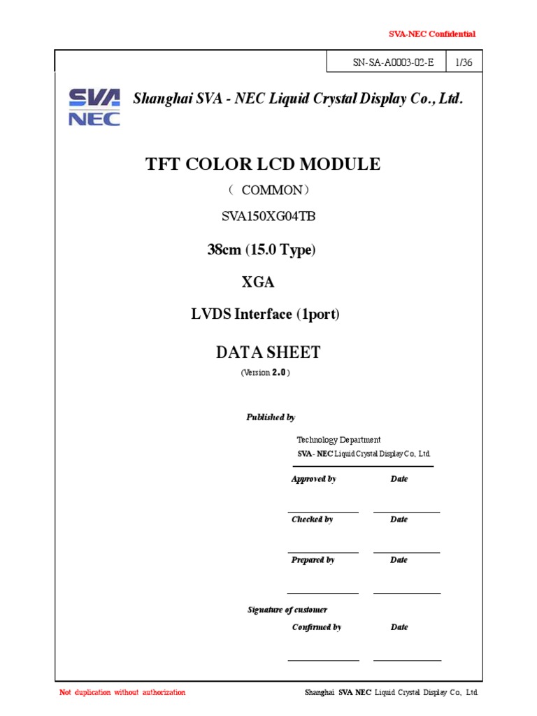 Sva150xg04tb Nec | PDF | Liquid Crystal Display | Power Supply