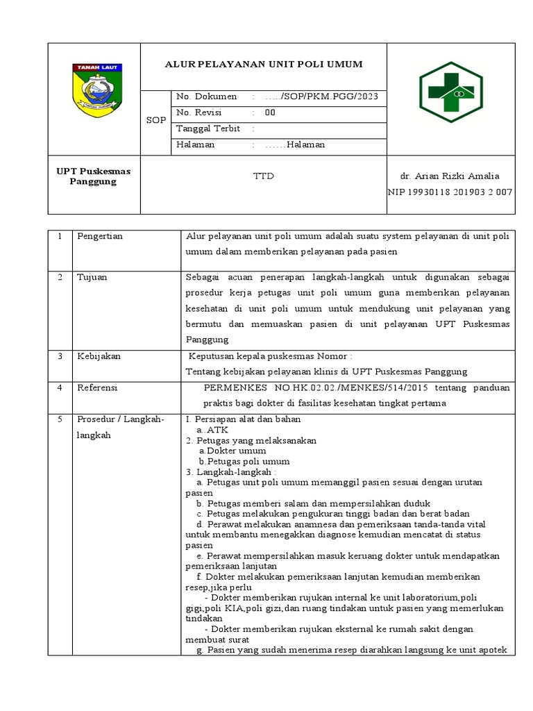 alur pelayanan poli umum | PDF
