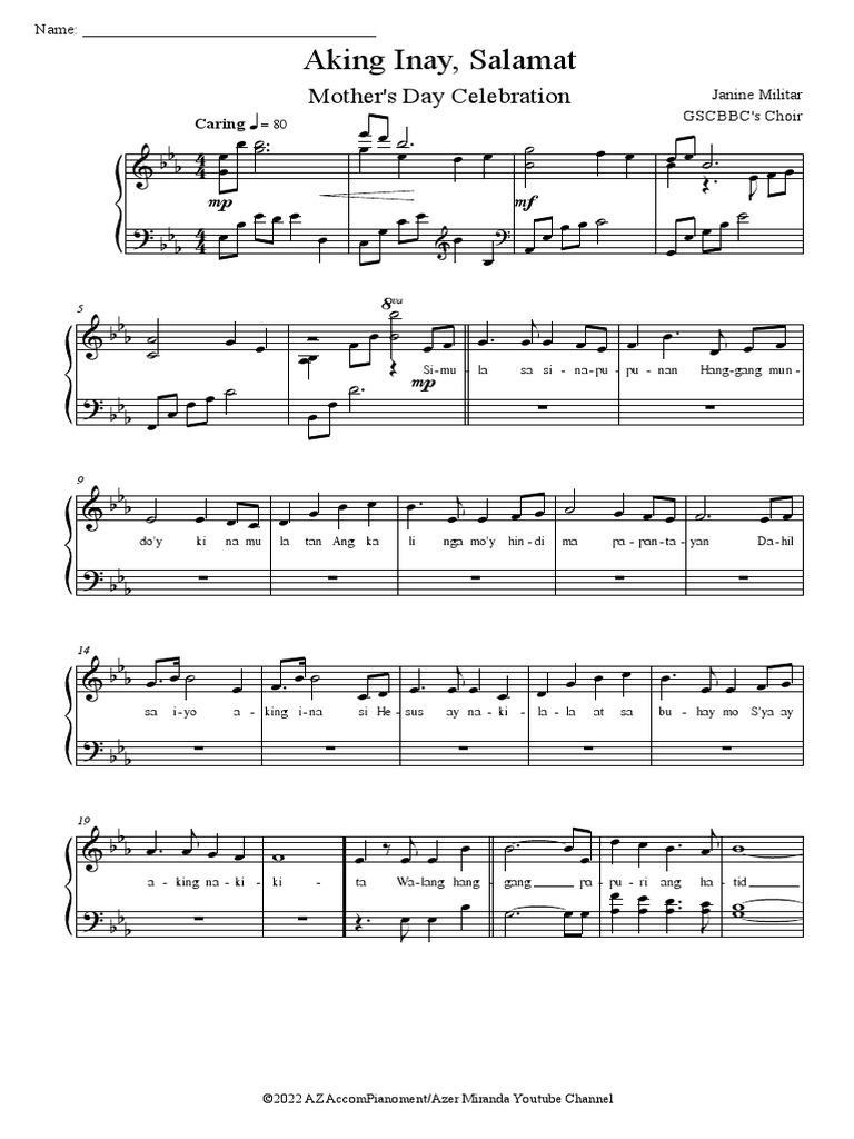 Aking Inay Salamat - Choir | PDF