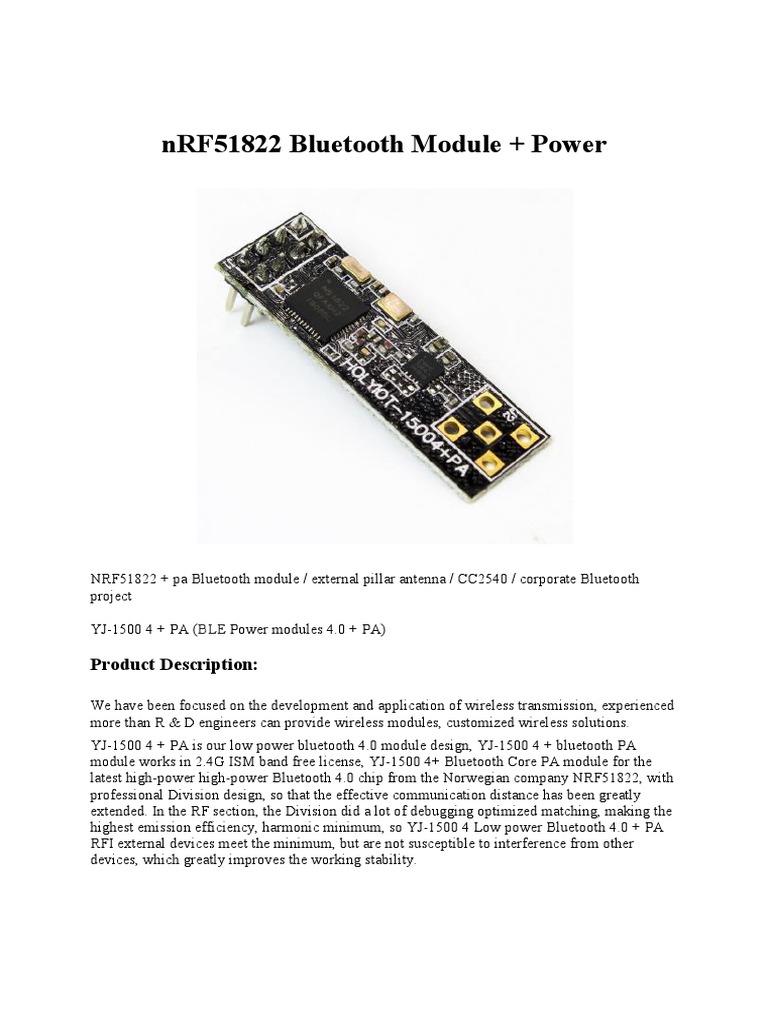 nRF51822 Bluetooth Module + Power | PDF | Bluetooth | Wireless