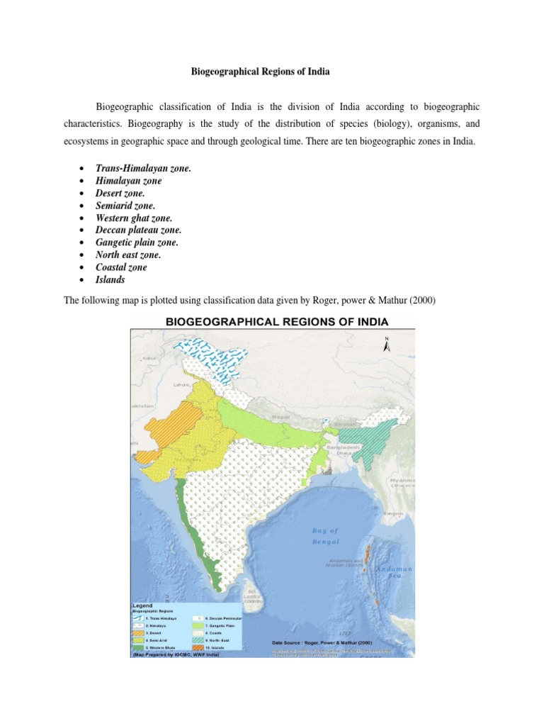 Biogeographical Regions of India | PDF