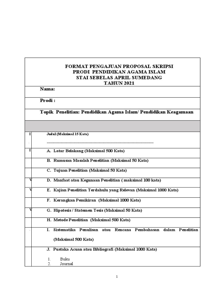 Format Proposal Skripsi - Juli 2021 | PDF
