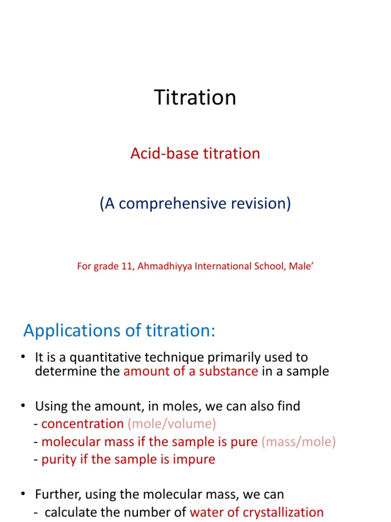 Titration Revision Notes | PDF | Titration | Chemistry