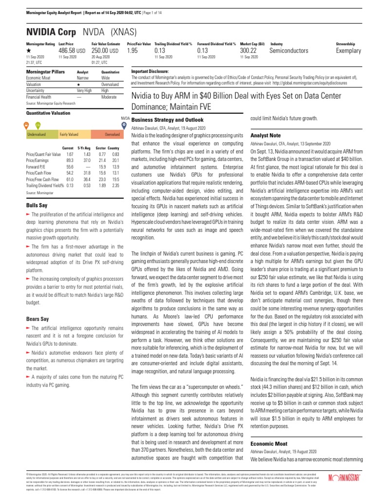 Nvidia Corp Nvda (Xnas) : Nvidia To Buy ARM in $40 Billion Deal With ...