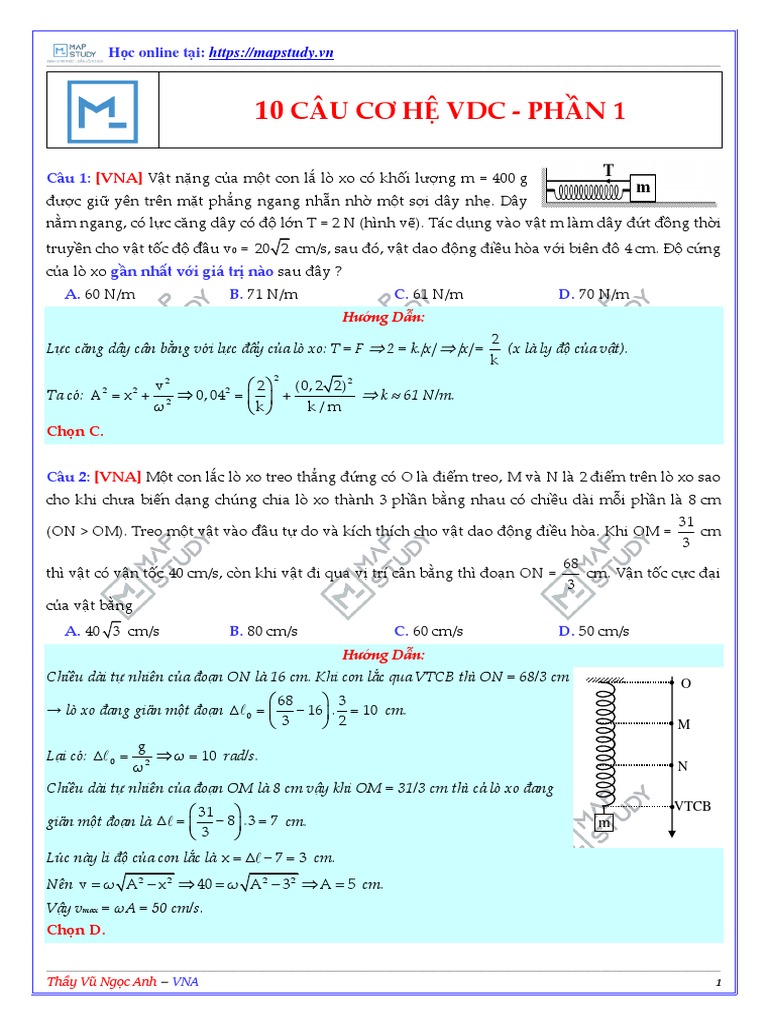 10 CÂU CƠ HỆ VDC - PHẦN 1 - THẦY VNA (1) | PDF