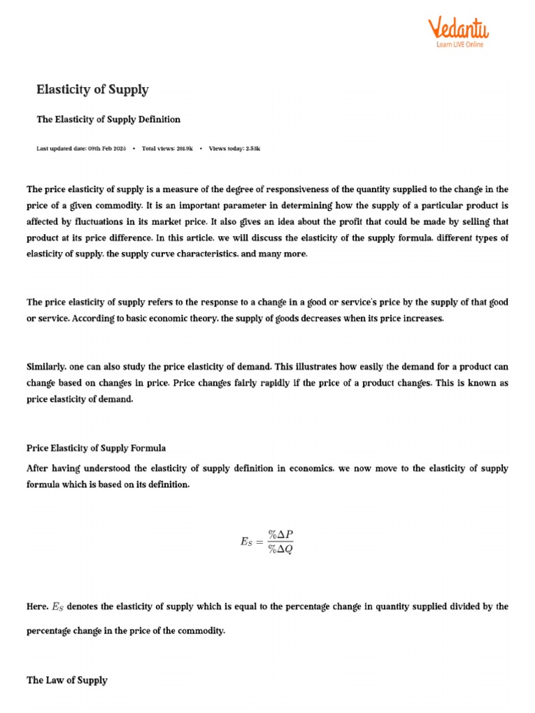 Elasticity of Supply | PDF