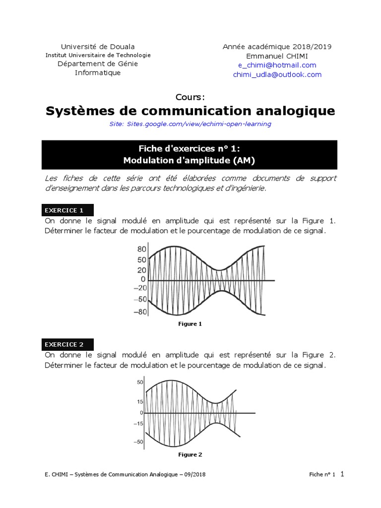 Exo.01.SysCom - Analogique - AM&DSo | Descargar gratis PDF | Modulation | Radiocommunication