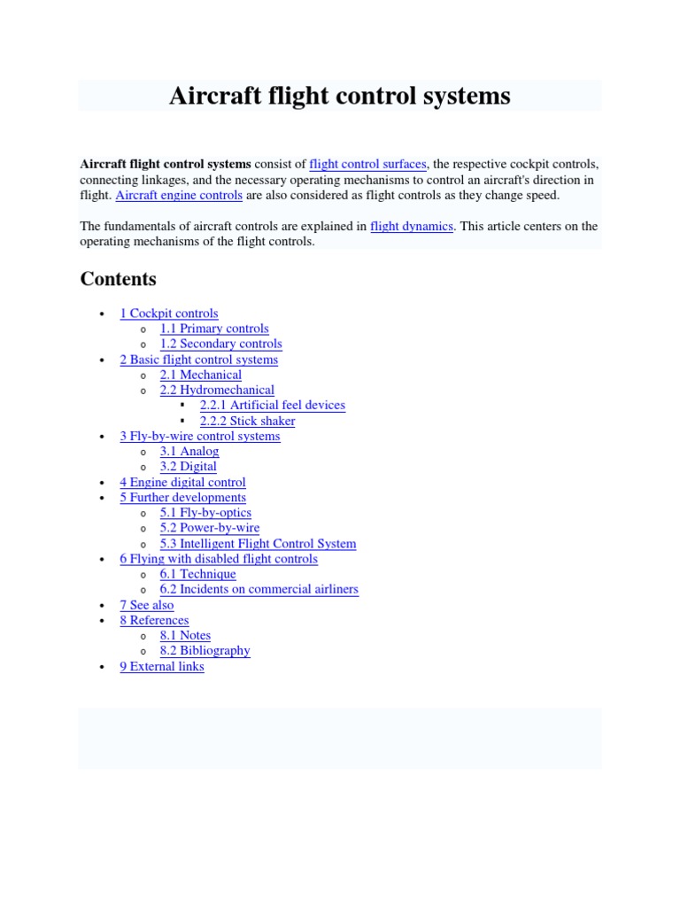 Aircraft Flight Control Systems | PDF | Aircraft Flight Control System | Aircraft