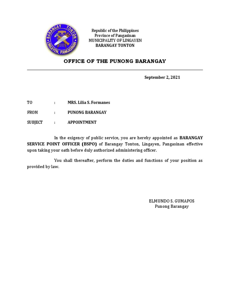 Appoitnment BSPO | PDF