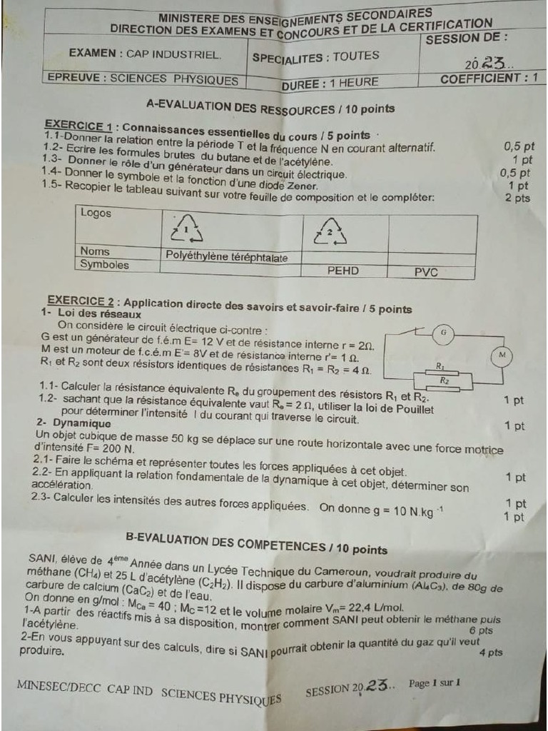 Capi 2023 Sciences Physiques | PDF
