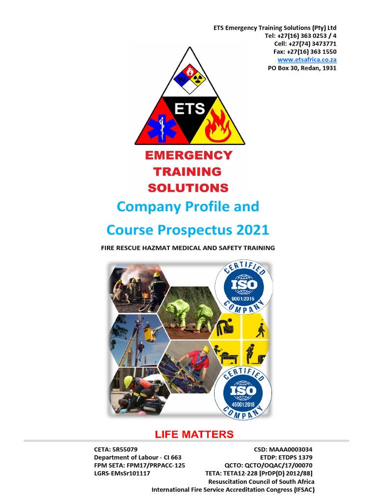 ETS Prospectus 2021 VER 5 | PDF | Firefighter | Dangerous Goods