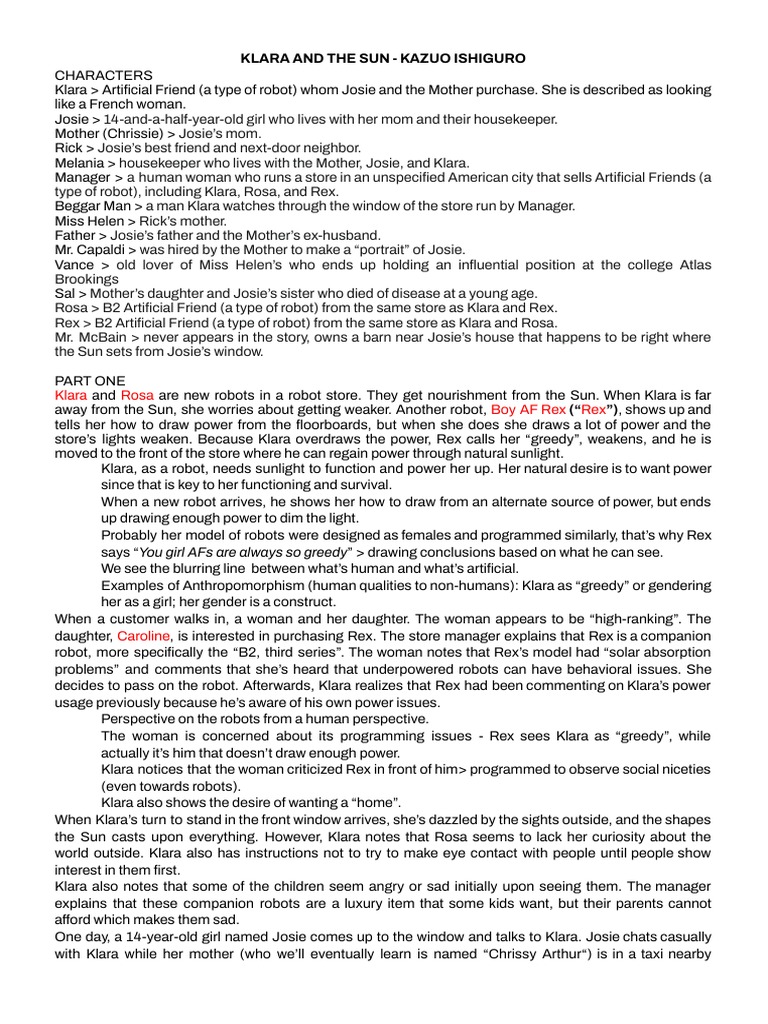 Klara and The Sun - Kazuo Ishiguro | PDF | Psychology