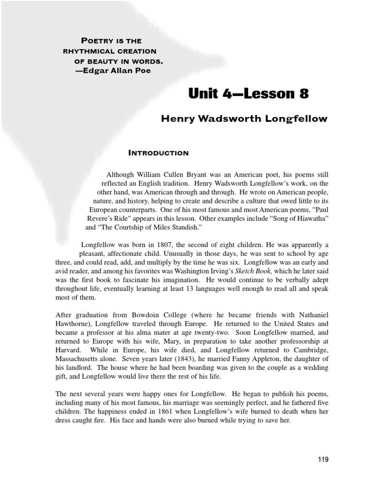 Longfellow's Paul Revere's Ride Analysis | PDF | Metre (Poetry) | Poetry