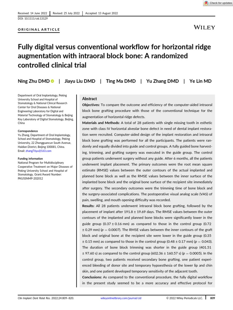 Clin Implant Dent Rel Res - 2022 - Zhu - Fully Digital Versus ...