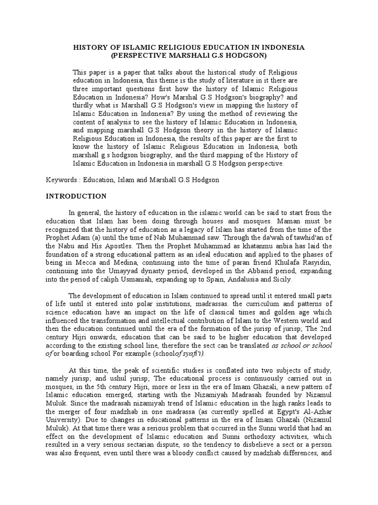 02. HISTORY OF ISLAMIC RELIGIOUS EDUCATION IN INDONESIA - Copy | PDF ...