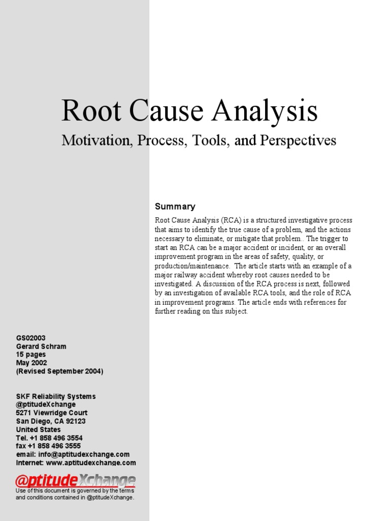 Root Cause Analysis: Motivation, Process, Tools, and Perspectives | Download Free PDF ...
