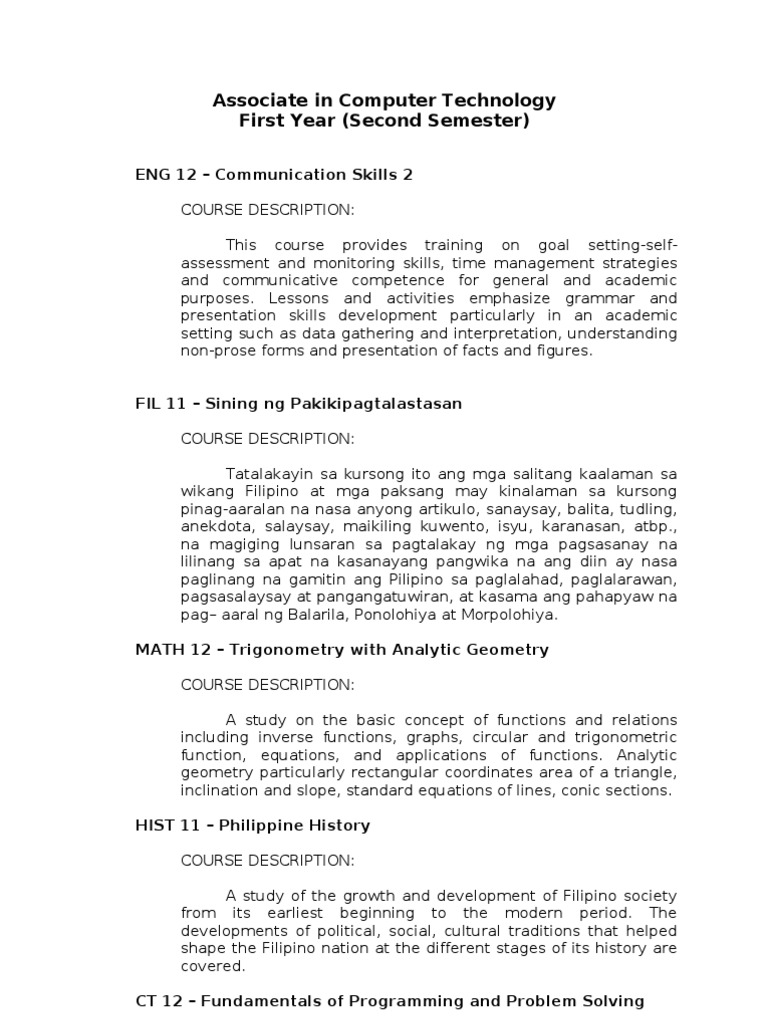 ACT-BSIS Courses Description | PDF | Software Development Process ...