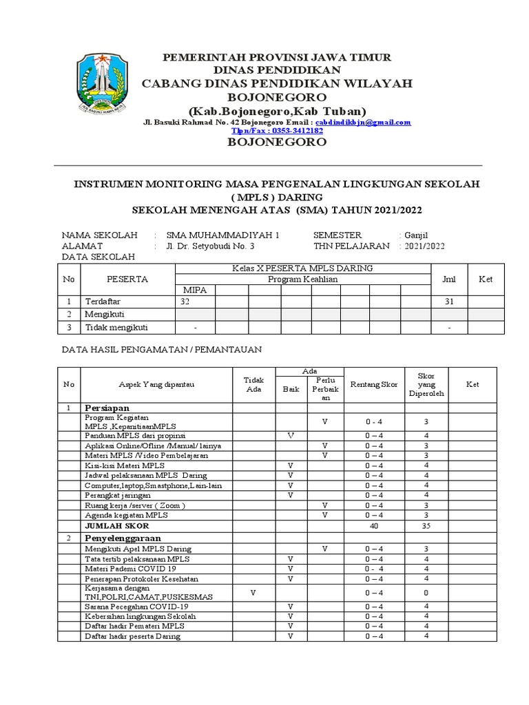 Contoh Instrumen MPLS Sma 2021 | PDF