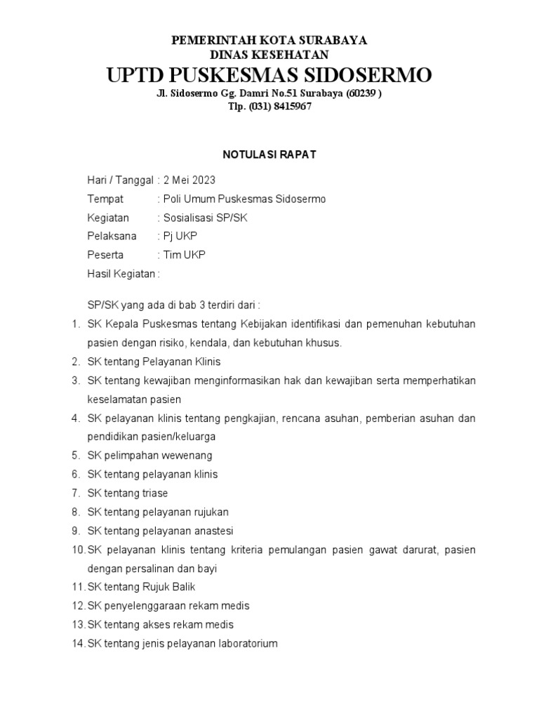 Notulasi UKP 1 2 Mei 2023 | PDF