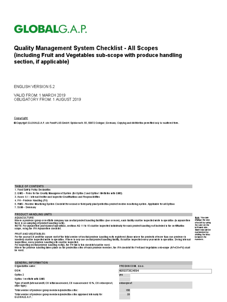 Prodan Com. Qms + Rms 190321 GG Ifa QMSCL PH v5 2 Unprotected en | PDF | Quality Management ...