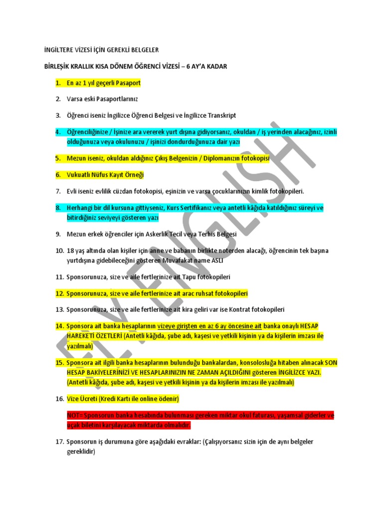 Ingiltere Vize | PDF